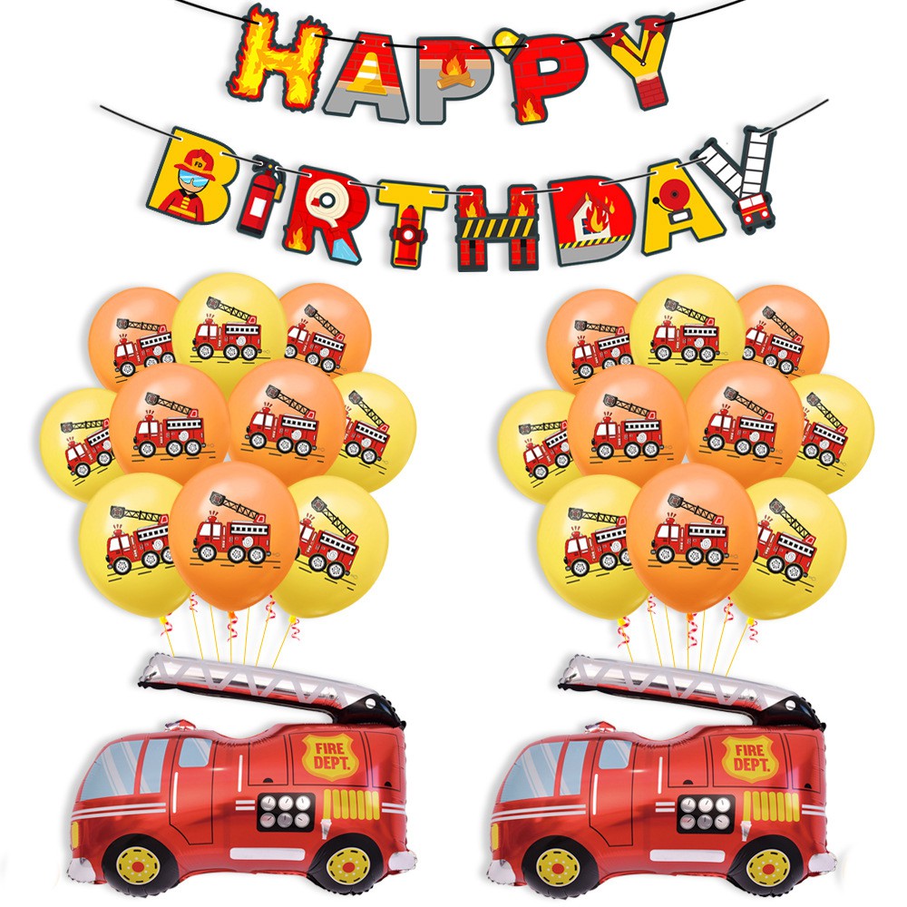 Fireman Theme Party Supplies Firefighter Birthday Theme Decor Kids Fire ...