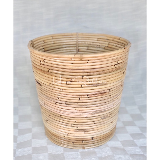 Rattan coiled basket bin Rattan tong storage organiser Bakul rotan pasu ...