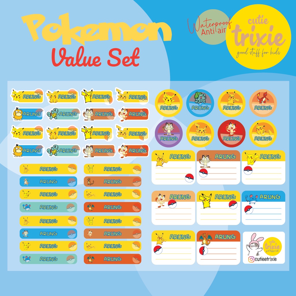 Pokemon value set Name Label Sticker | Shopee Malaysia