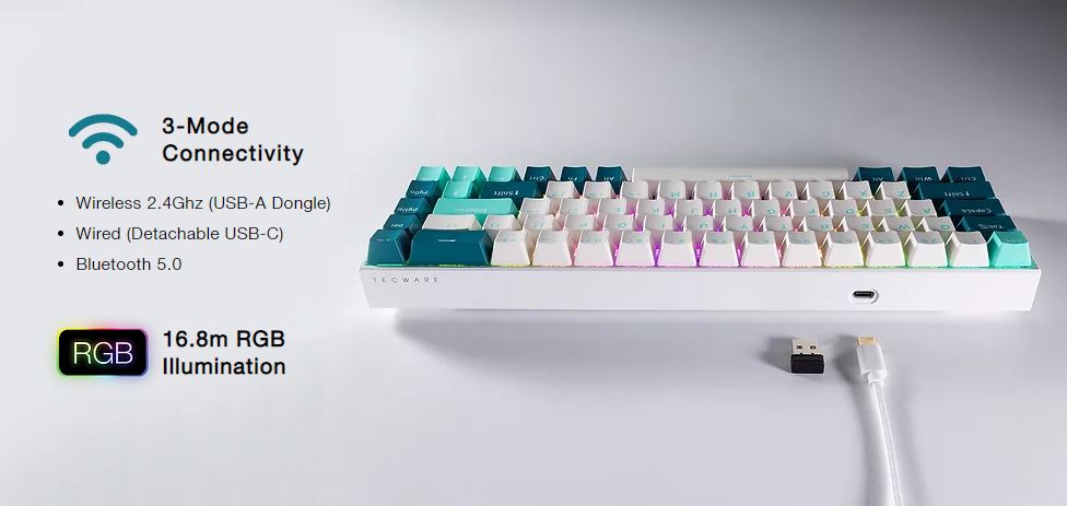 TECWARE B68 PLUS 3 Mode Wireless Mechanical Keyboard | Shopee Malaysia