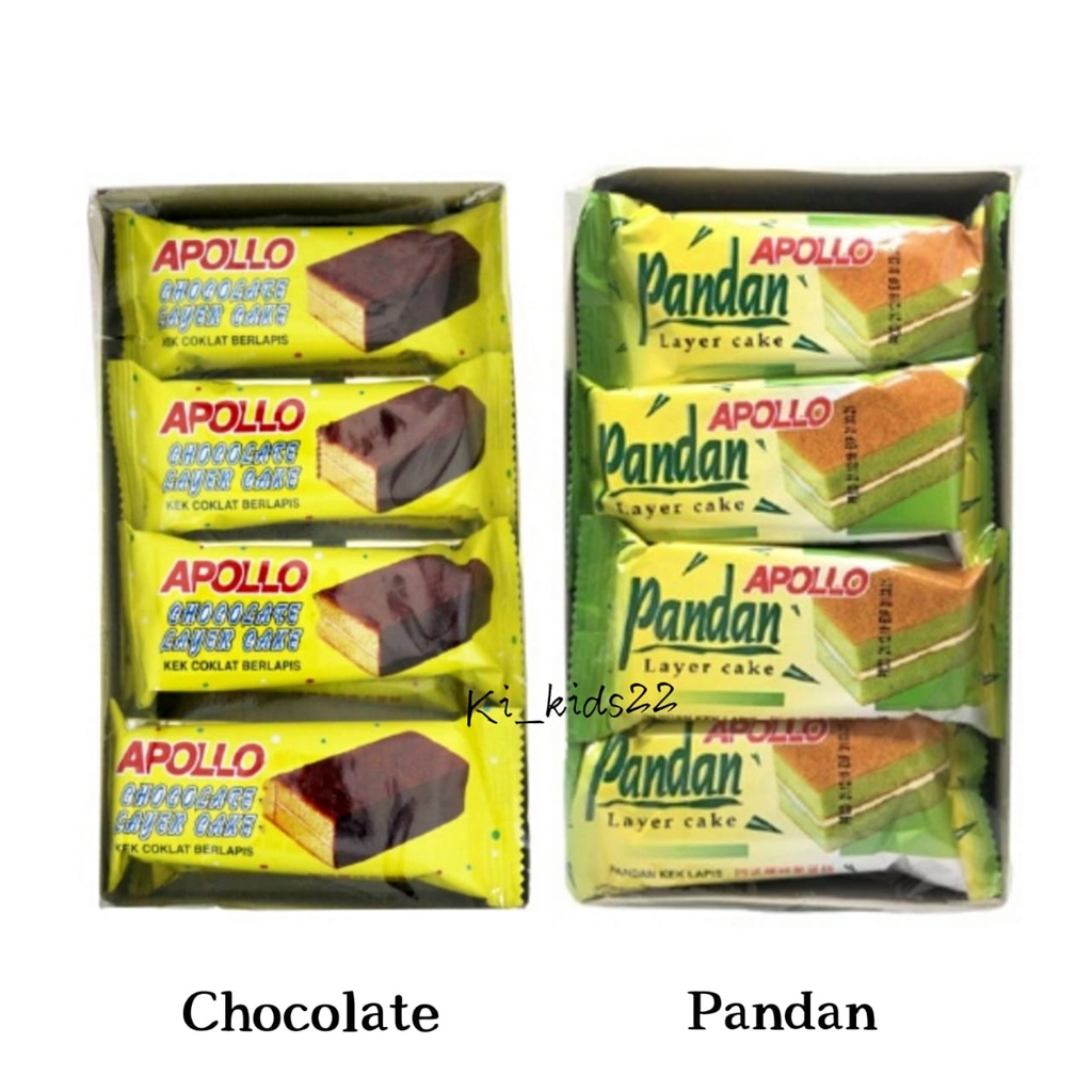 Apollo Layer Cake 4pcs (Halal) (Chocolate / Pandan /Black Checker ...