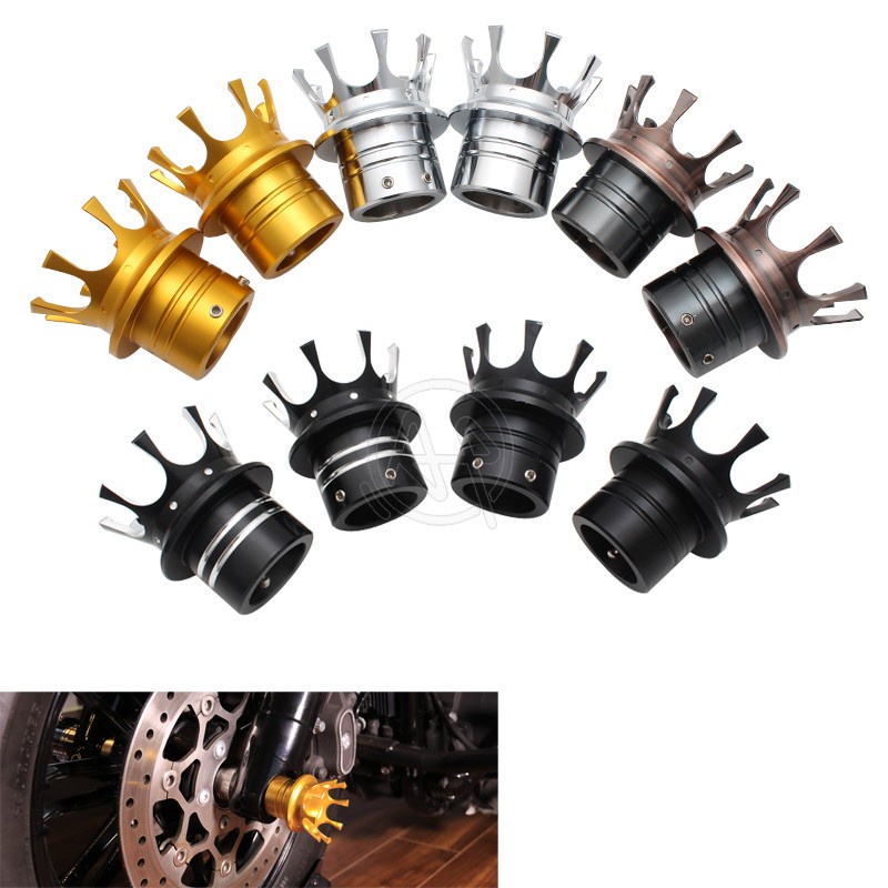 5colors Aluminum Motorcycle Crown Style Front Axle Cap Nut for Harley ...