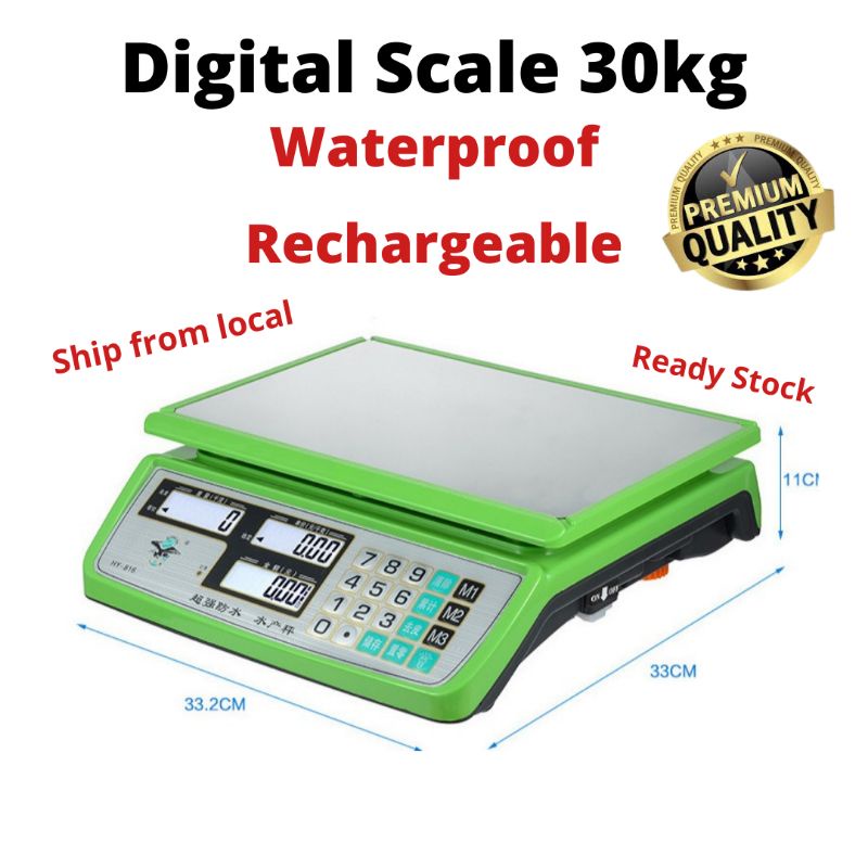 40KG Waterproof Electronic Digital Scale Price Computing Rechargeable ...