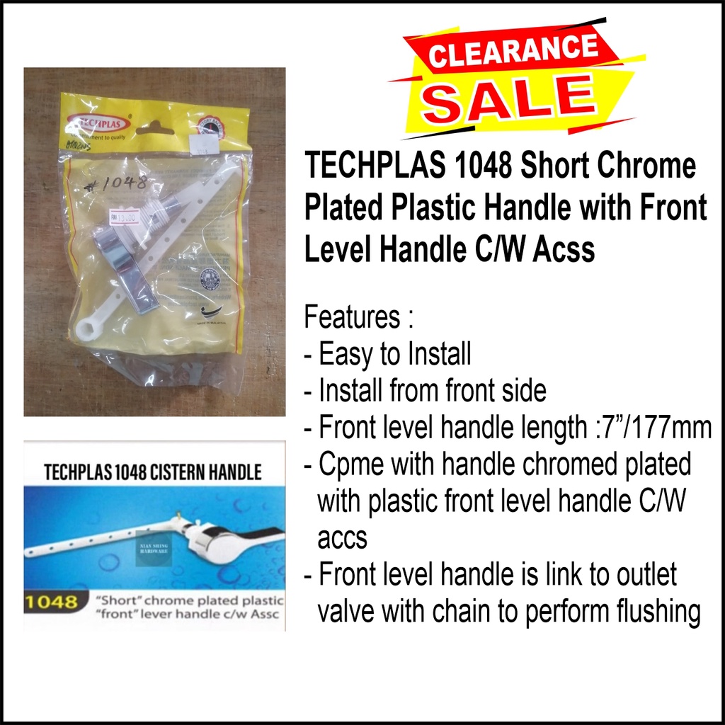 TECHPLAS 1048 Short Chrome Plated Plastic Handle with Front Level ... TECHPLAS 1048 Short Chrome Plated Plastic Handle with Front Level ...