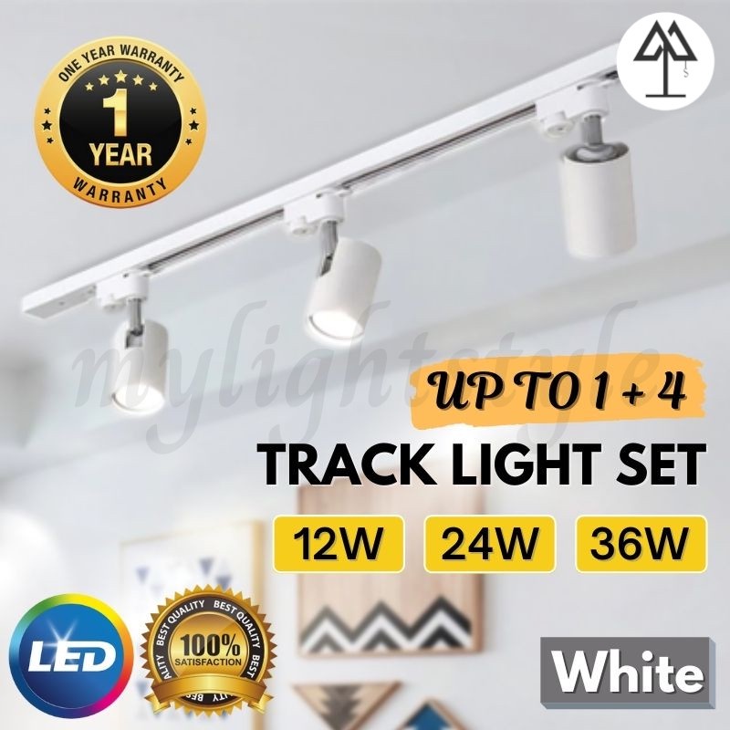 12W / 24W / 36W LED Track Light Set COB Spotlight Adjustable Rail Track ...