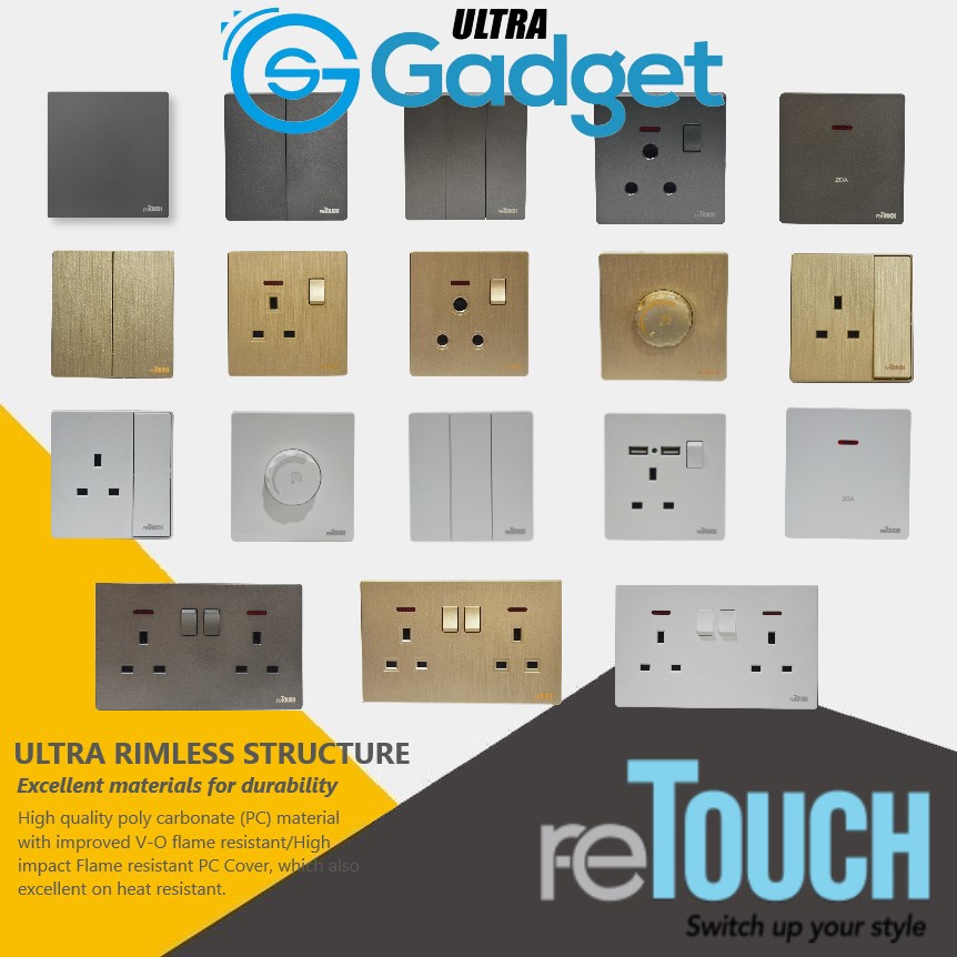 reTOUCH Ultra Rimless Socket and Wall Switch Slim Modern Switch Design ...
