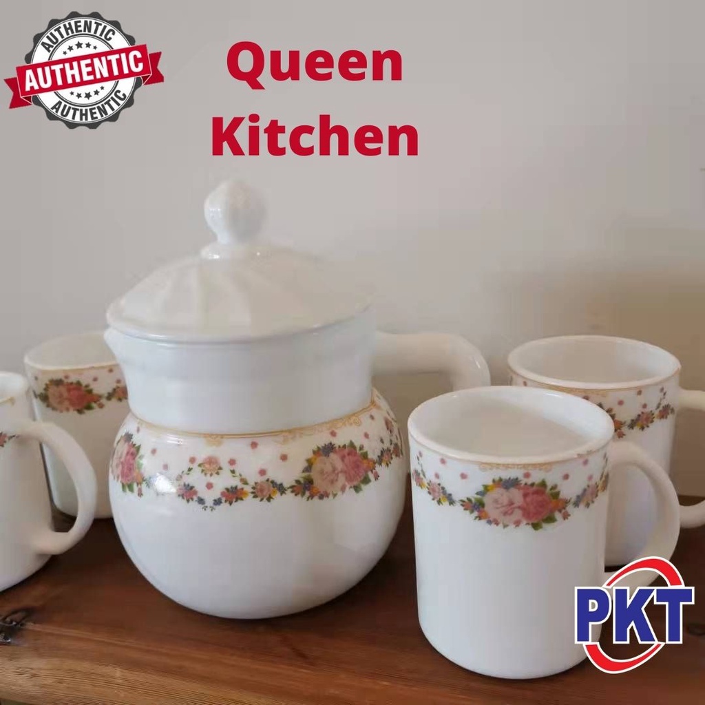 8pc Teaset Opalware Queen Kitchen ( Rose Motif ) Mengandungi : 1 x ...
