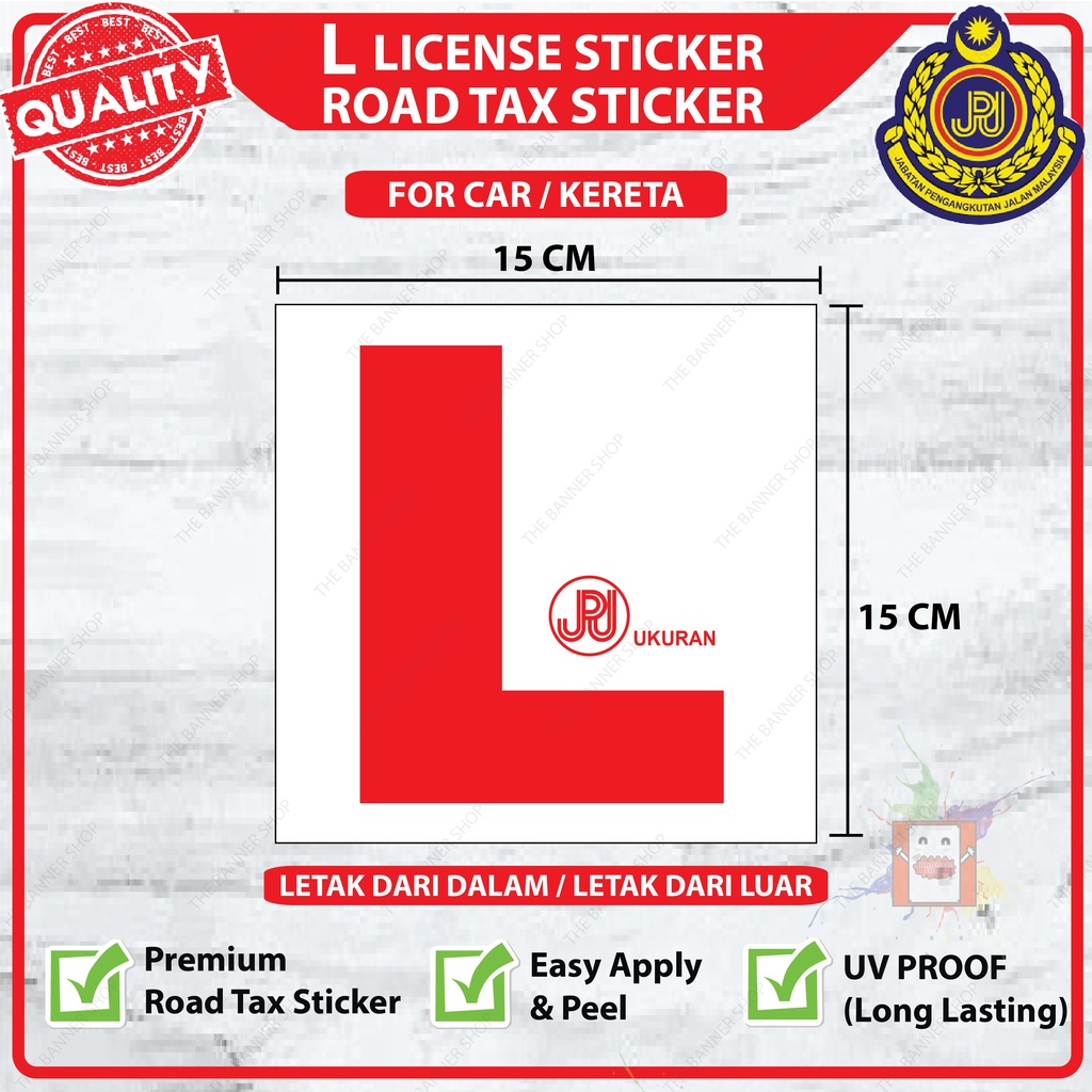 P License Sticker for Cars & Motor, Pelekat P license Kereta & Motor ...