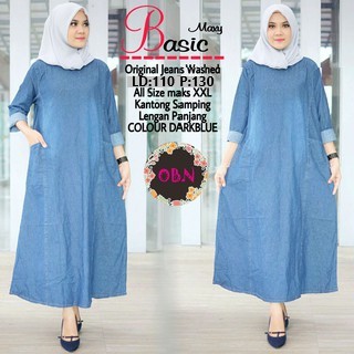 Basic maxy jeans original Overalan dress denim gamis jeans | Shopee ...