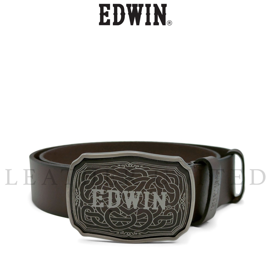 Edwin Genuine Top Grain Leather 45MM Classic Vintage Iconic Logo Pin ...
