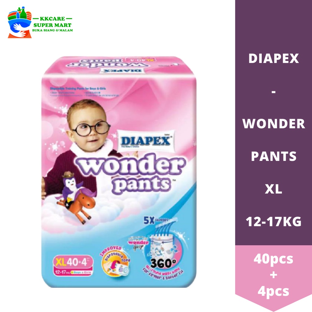 Diapex - Wonder Pants / XL 12-17kg ( 40pcs + 4pcs ) | Shopee Malaysia