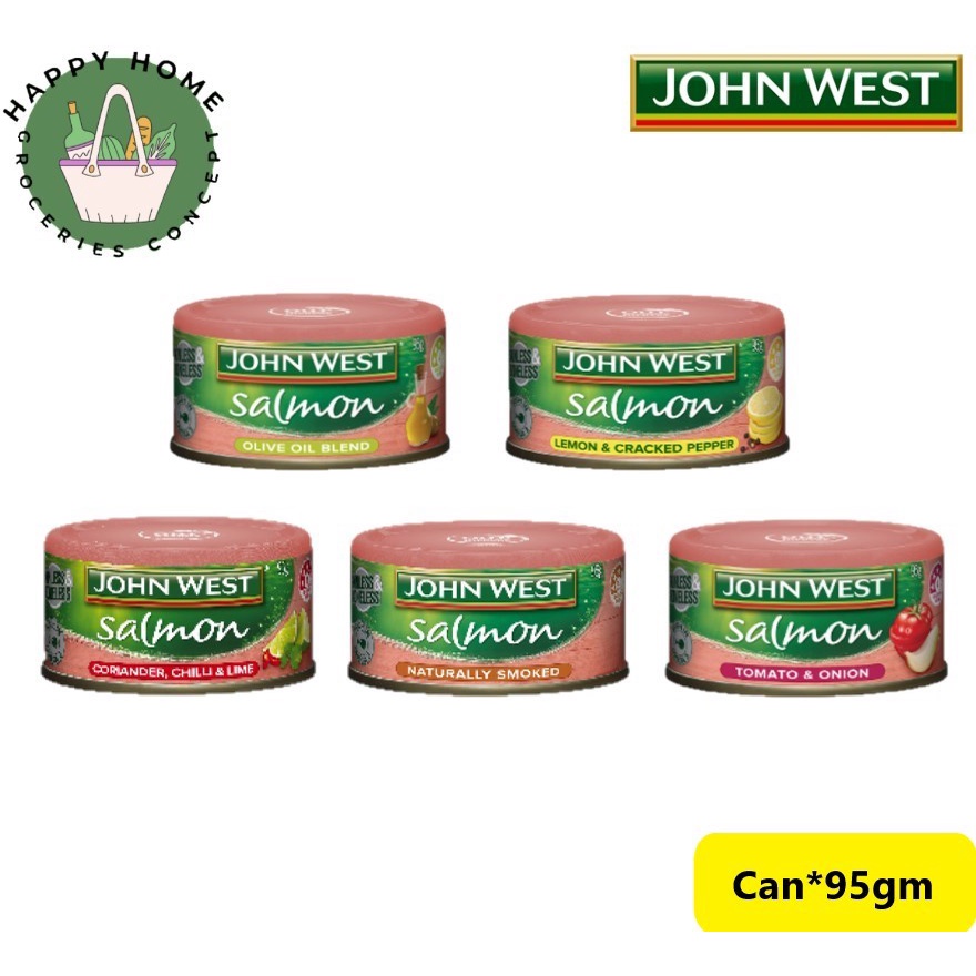 John West Salmon Canned Food NaturalSmoked/Coriander,Chilli&Lime/Tomato ...
