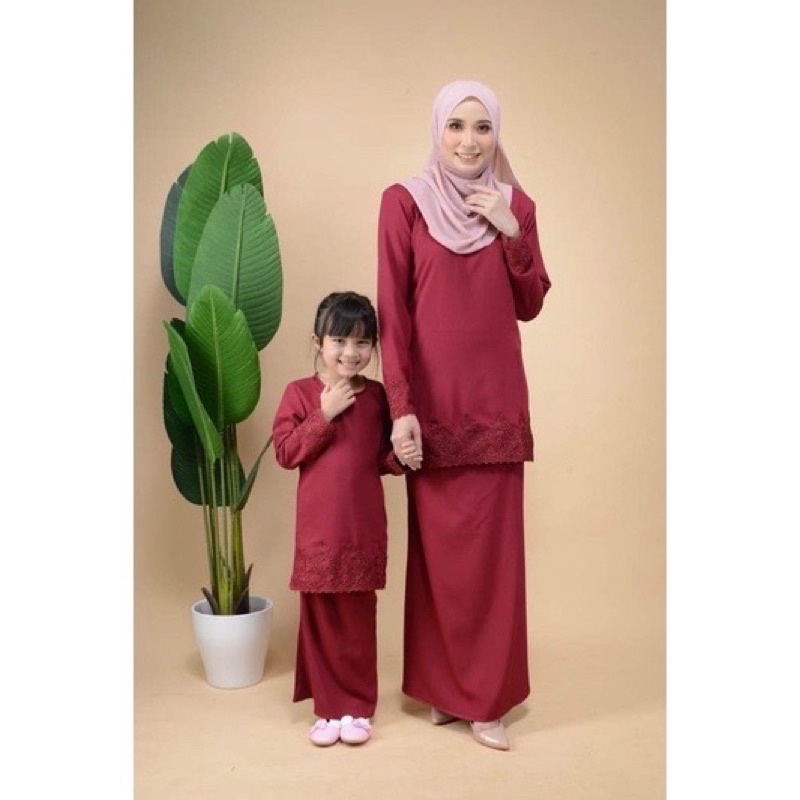 🌟BAJU RAYA IBU&ANAK 2022🌟BAJU KURUNG LACE MODEN ELFINA SET IBU DAN ANAK ...