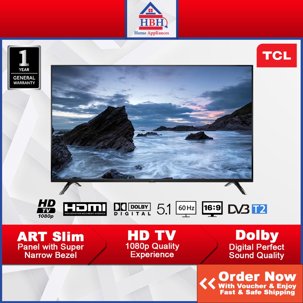TCL 32D3000 32'' HD ART Slim Dolby Digital DVB-T2 MyTV LED TV Television | Shopee Malaysia