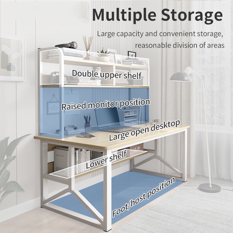 DO 120cm Computer Table with Book Shelf Study Desk Writing Desk Meja ...