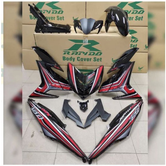 RAPIDO COVER SET Y15ZR V1/V2 JUPITER MX-150 MX150 BLACK (STICKER TANAM ...