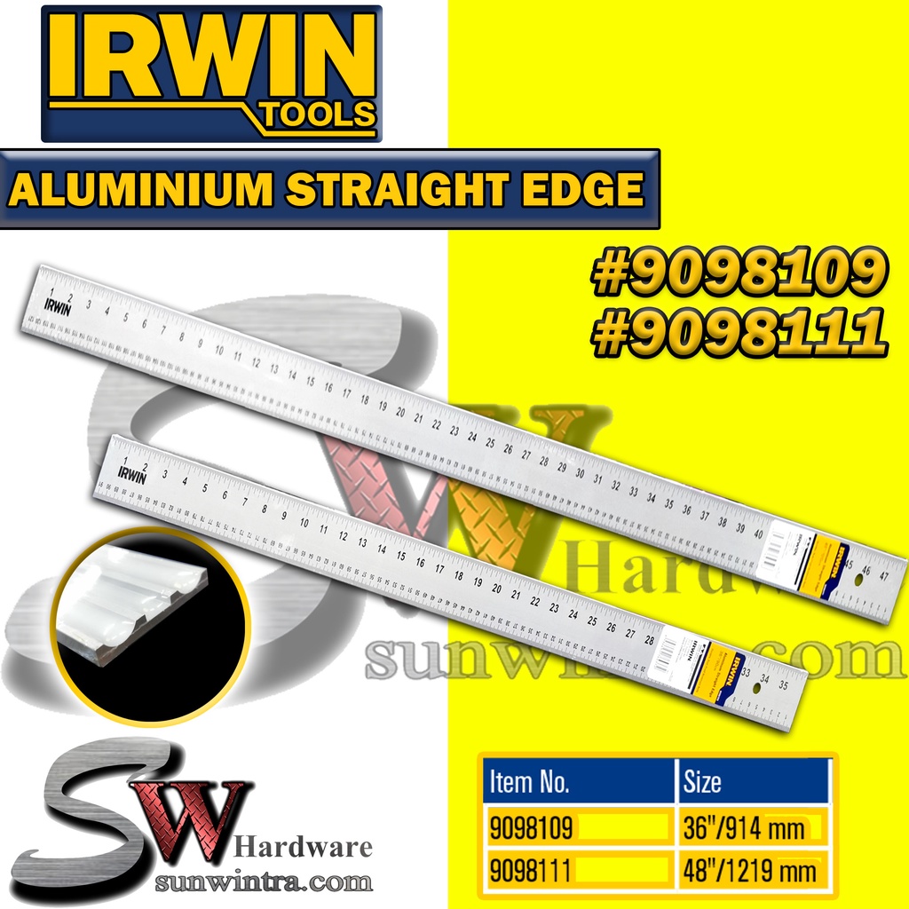 IRWIN 36 Inch 90CM / 48 Inch 120CM Aluminium Straight Edge #9098109 ...