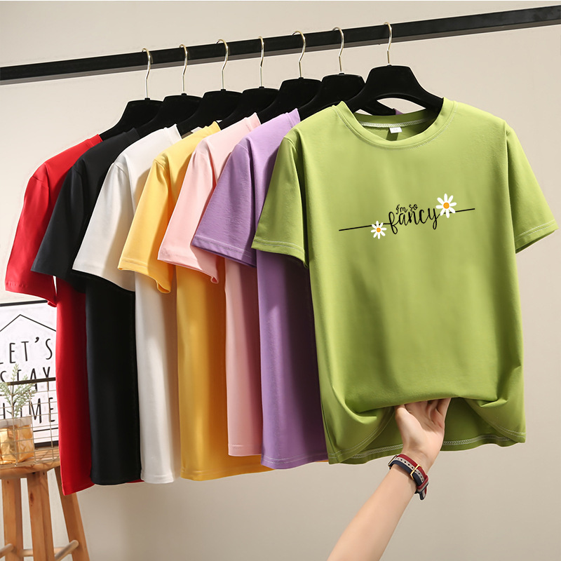 Women's Short sleeve T-shirt S-3XL new plain short sleeve printed T ...
