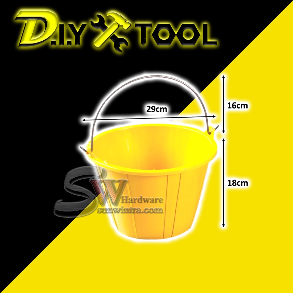 SW Hardware Heavy Duty Cement Bucket Cement Pail Yellow Steel Handle ...