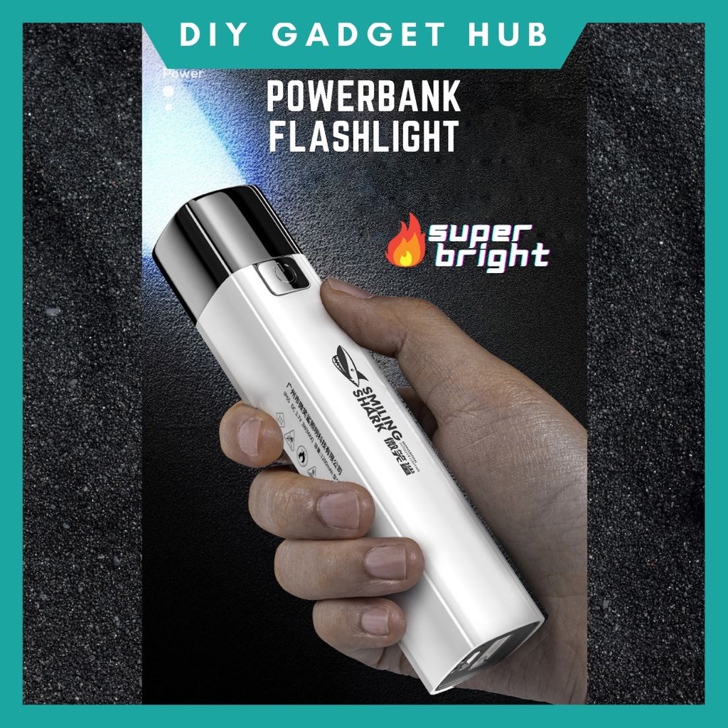 Torch Light Flashlight Powerbank 2 in 1 USB Rechargeable Fast Charging ...