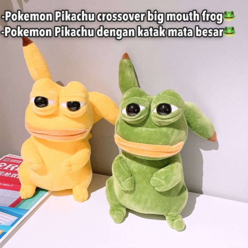 25cm Pikachu Pokemon Big Mouth Eye Frog Plush Toy Doll Cartoon Katak ...