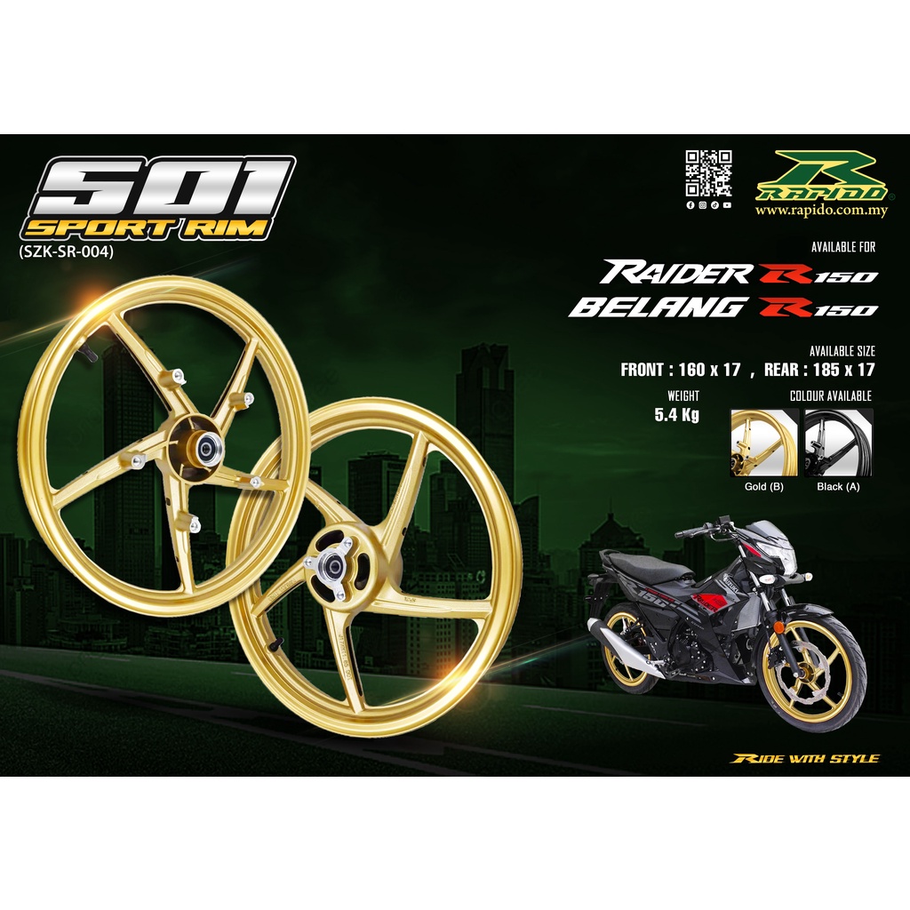 Suzuki Raider R150Fi / Belang R Sport Rim Rapido 501 NEW 5 Kaki ...