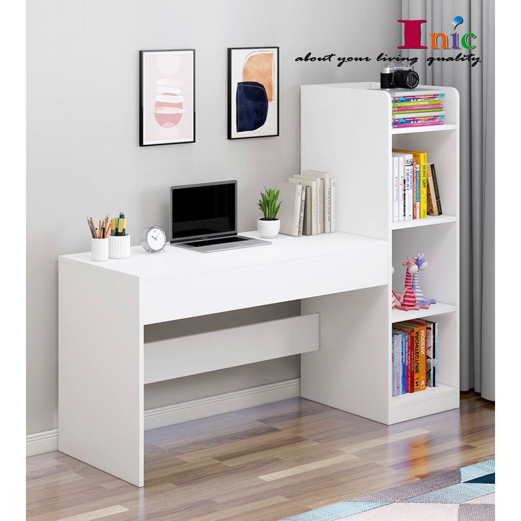 Modern Computer Desk With Book Rack Meja Komputer Study Table Meja ...