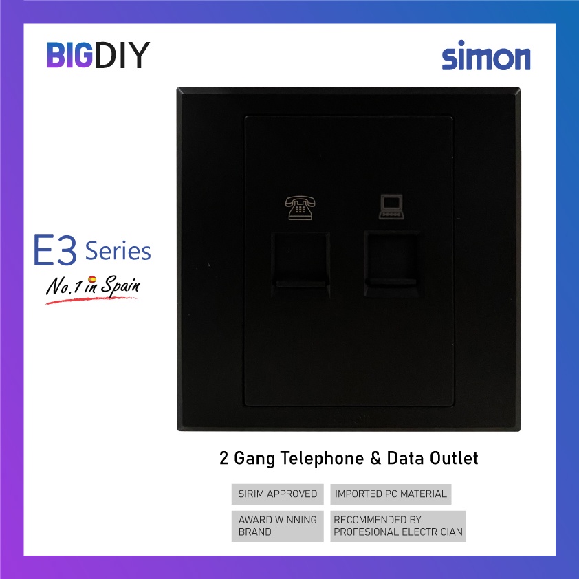 Simon E3 Series (Black) Switch / Switches & Socket Outlet TV Astro Tel ...