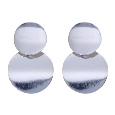 Drop Round Metal Design Vintage Simple Earrings Accessory (SILVER ...