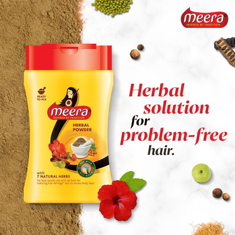 💥 Shampoo Natural Herbs Powder Meera Herbal Hairwash 120G | Shopee Malaysia