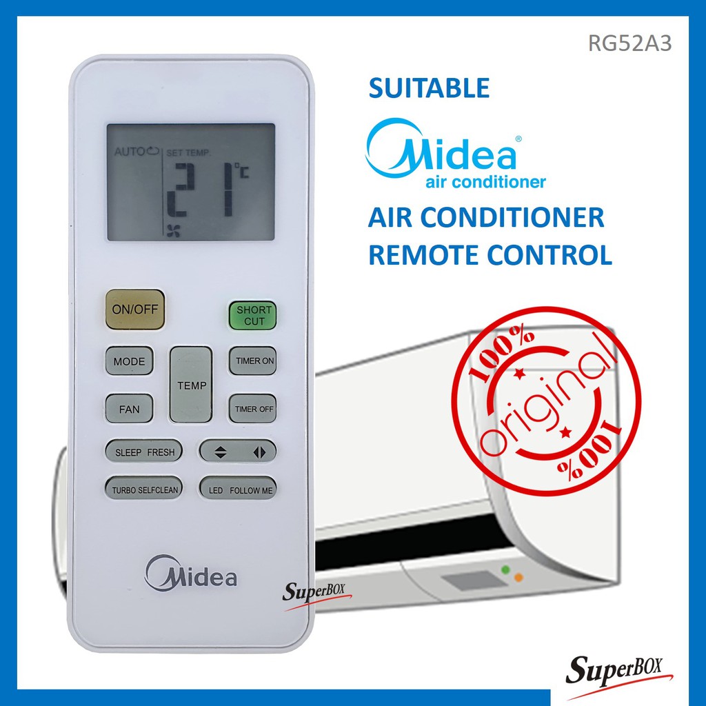 Midea **Original** Midea Air Cond Aircond Air Conditioner Remote ...