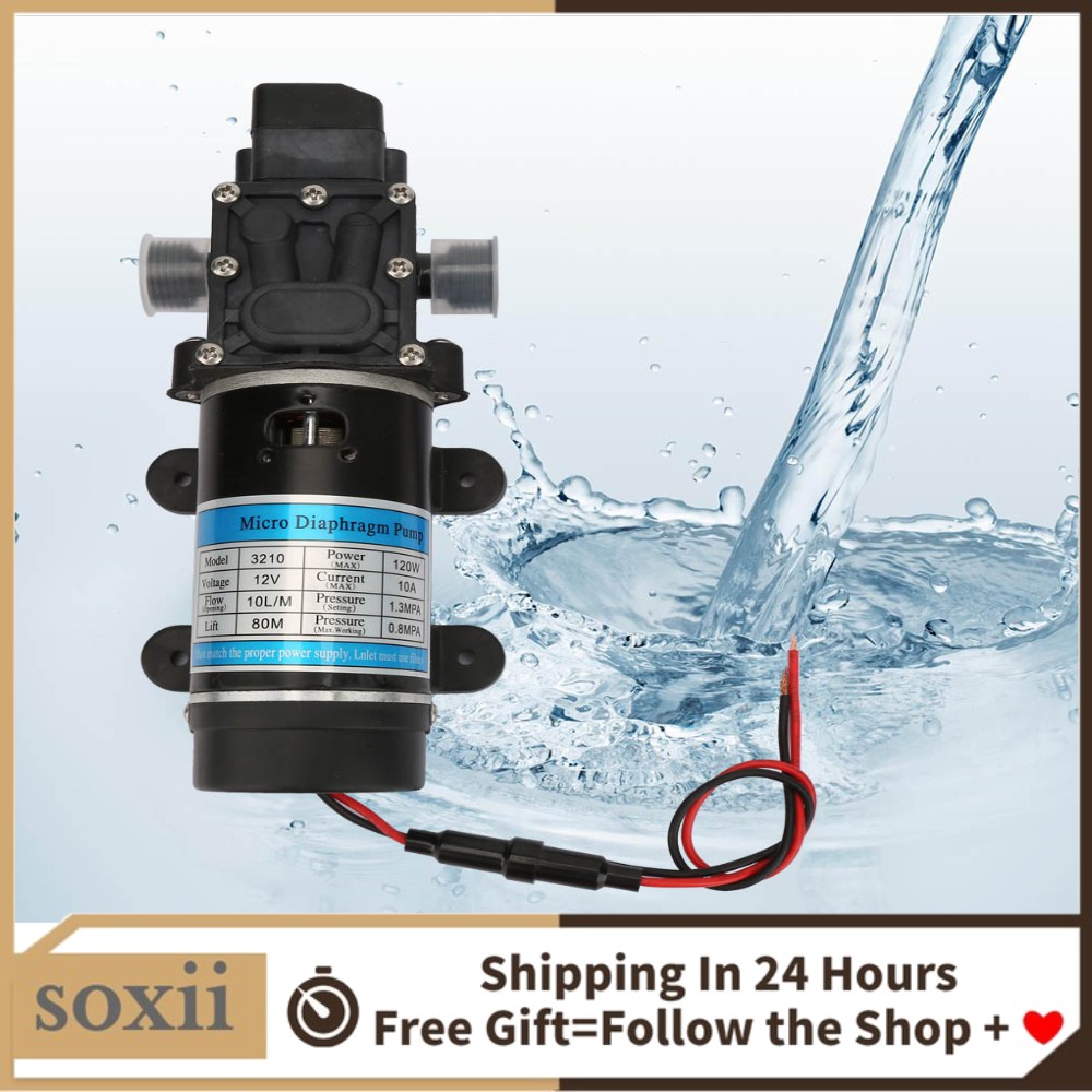 12V/24V 120W 10L/m Micro Electric Diaphragm High Pressure Electric Water Pump Self Priming ...