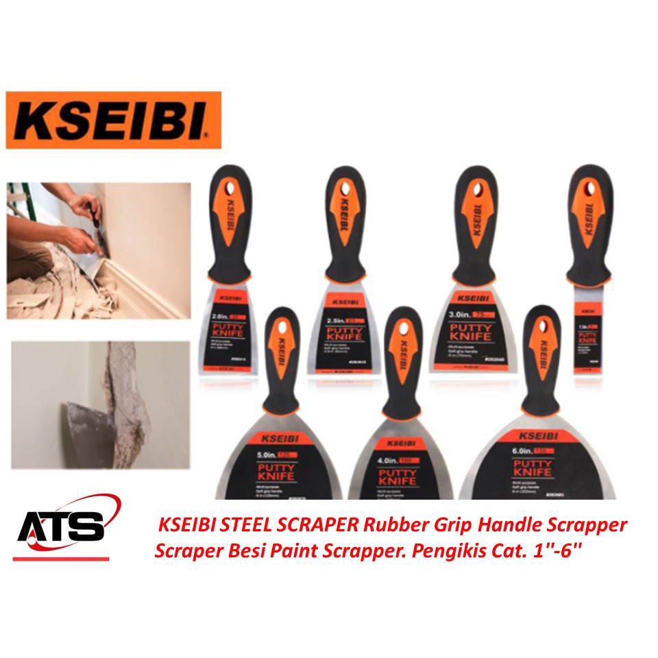 201 STEEL KSEIBI SCRAPER Rubber Grip Handle Scrapper Scraper Besi Paint Scrapper. Pengikis Cat ...