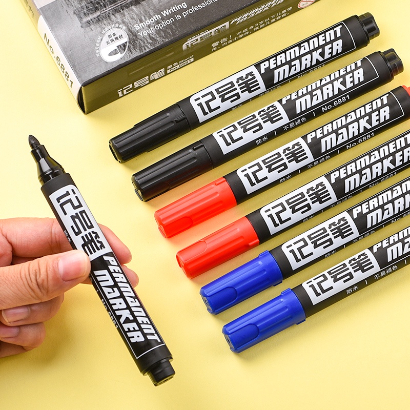 Deli Black Blue Red Permanent Marker No.6881 (Medium Round Nib ...