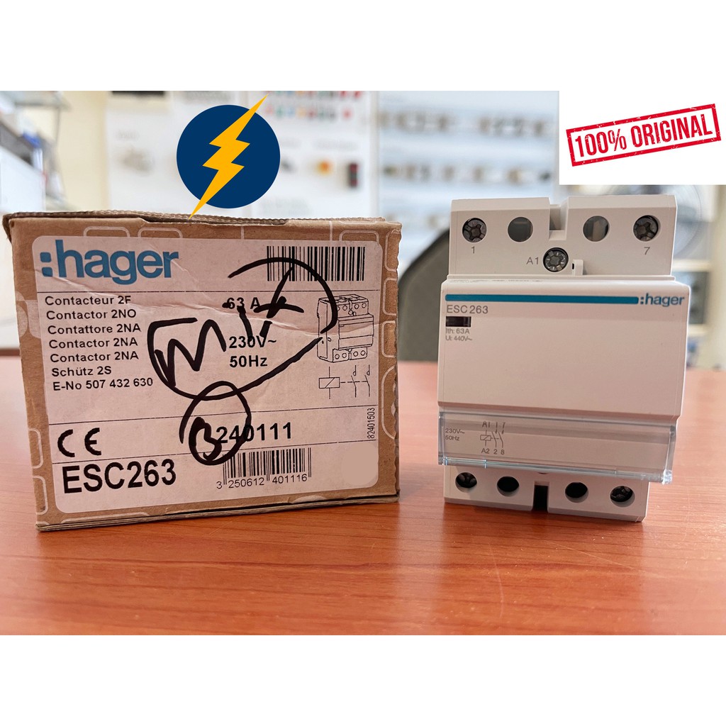HAGER ESC263 Contactor 63A, 2NO, 230V~50Hz | Shopee Malaysia