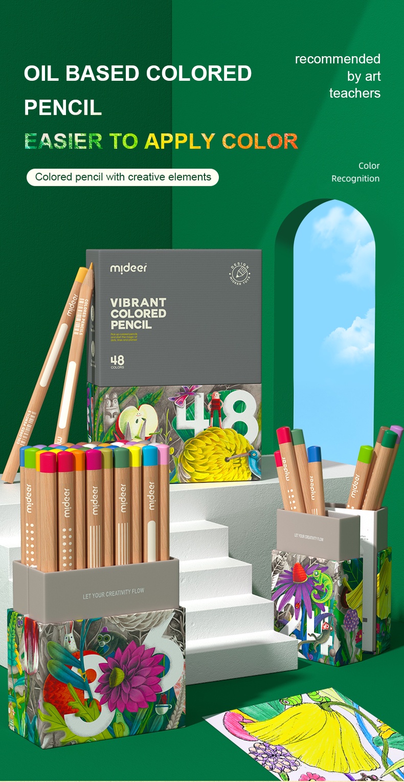 Mideer Vibrant Colored Pencil - 24/ 36 Colors Available | Shopee Malaysia