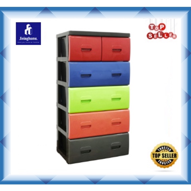 5 Tier Tingkat Laci Rak Baju / Multipurpose Storage Cabinet / Plastic ...