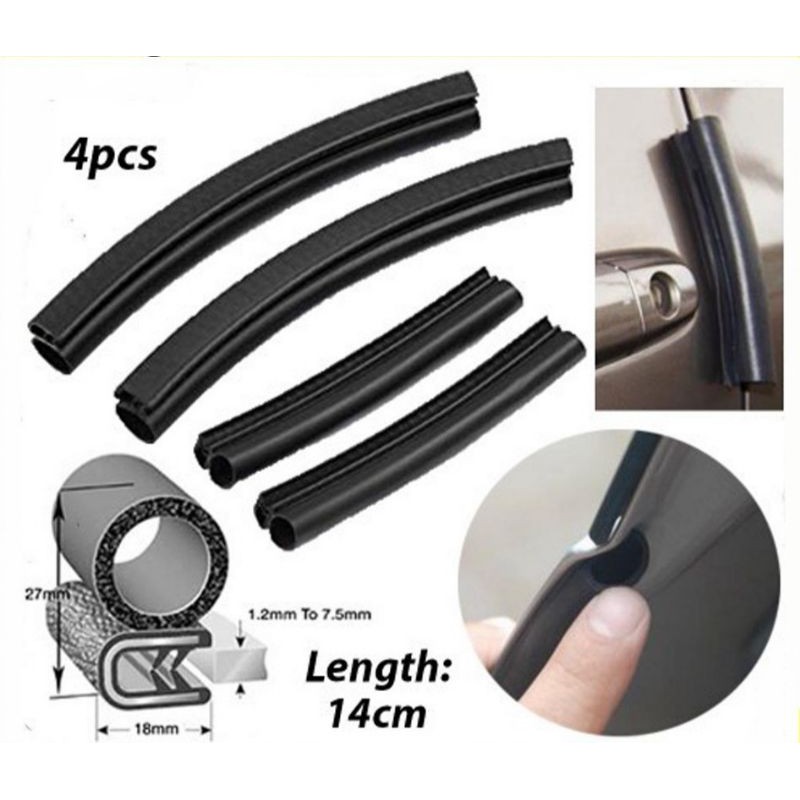 4pcs Car Rubber Door Protector Guard Trim Seal Lip Deflector Black ...