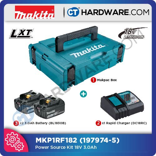Makita MKP1RF182 Power Source Kit 18V 3.0ah C/W 2 Batt & 1 Rapid Charger ( 197974-5 ) | Shopee ...