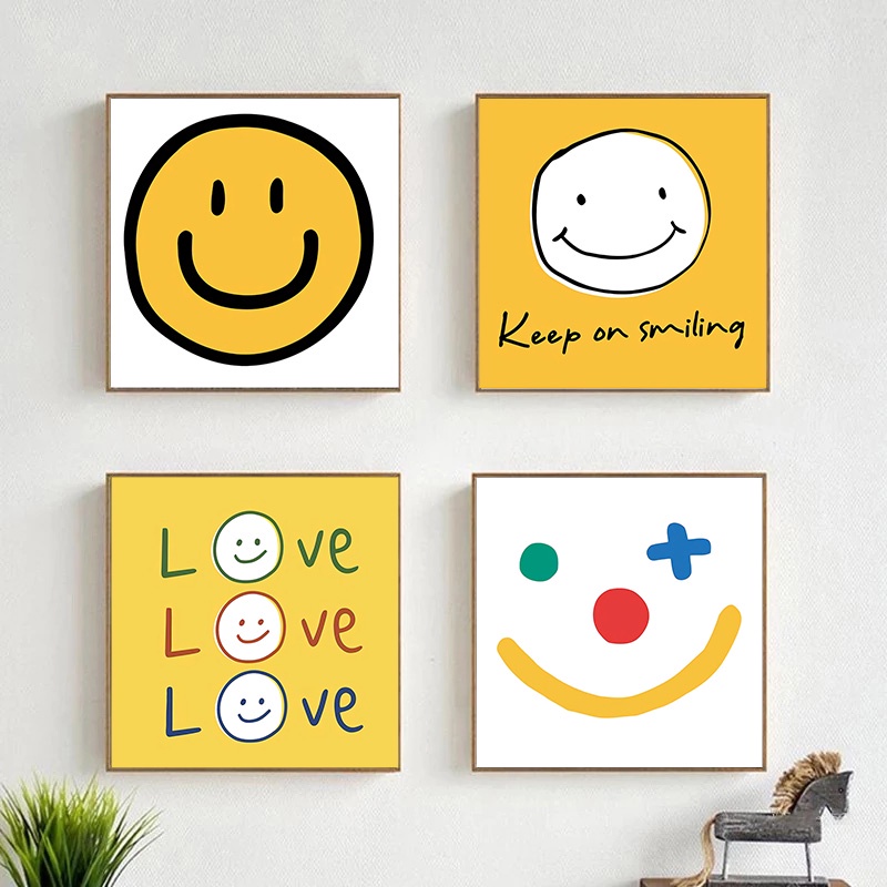 Frameless Painting Solid Wood Inner Frame [Smiley Face Series] Nordic ...