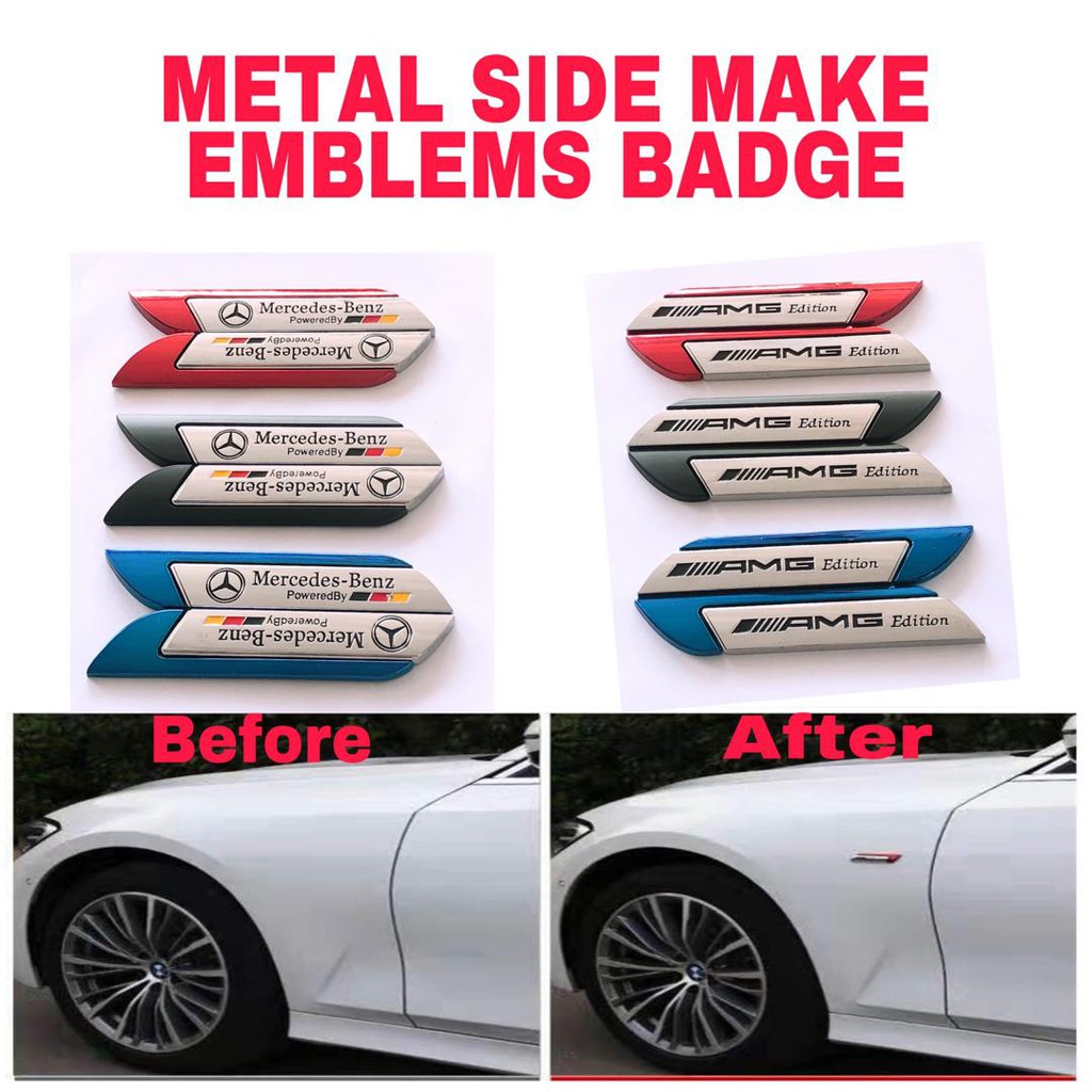 ** NEW STOCK *2 X ///AMG & MERCEDES Metal Logo Rear Side Fender Marker ...