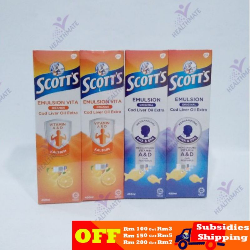 Scott's Emulsion Cod Liver Oil Extra Original/Orange (2 x 400 ml ...
