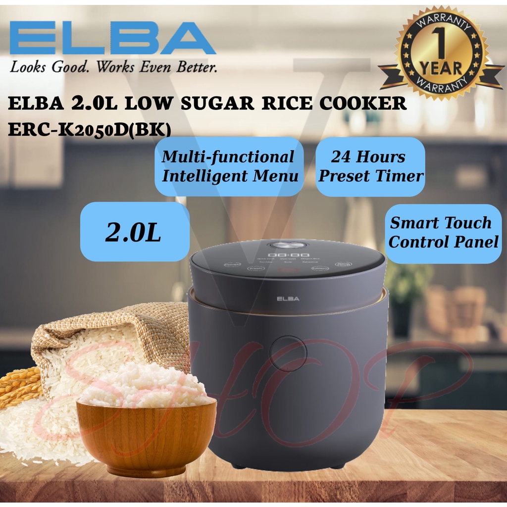 ELBA 2.0L LOW SUGAR RICE COOKER ERC-K2050D(BK) | Shopee Malaysia