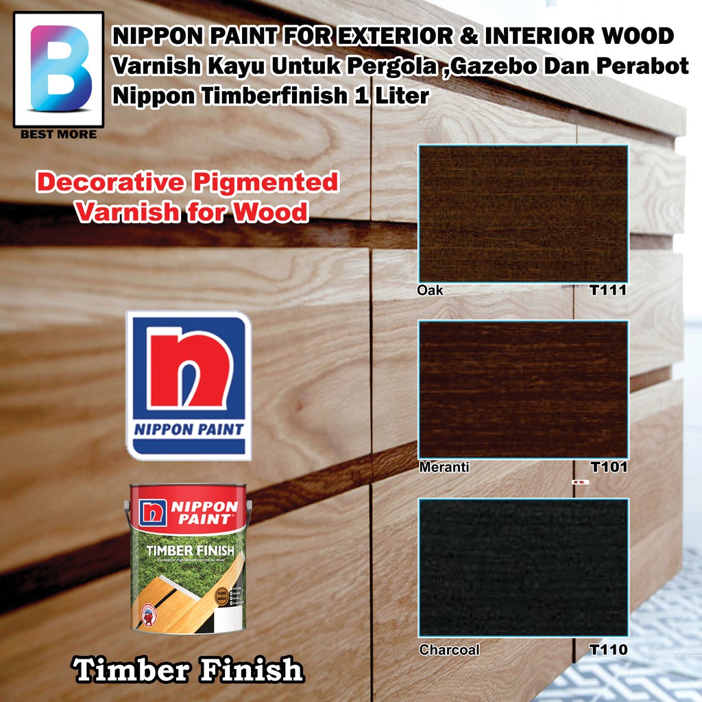 Nippon Paint Timber Finish For Exterior And Interior Wood 1L Oak T111 ...