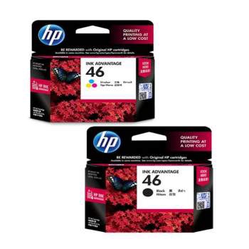 HP 46 BLACK+ TRI-COLOR ORIGINAL INK CARTRIDGE (CZ637AA+CZ638AA ...