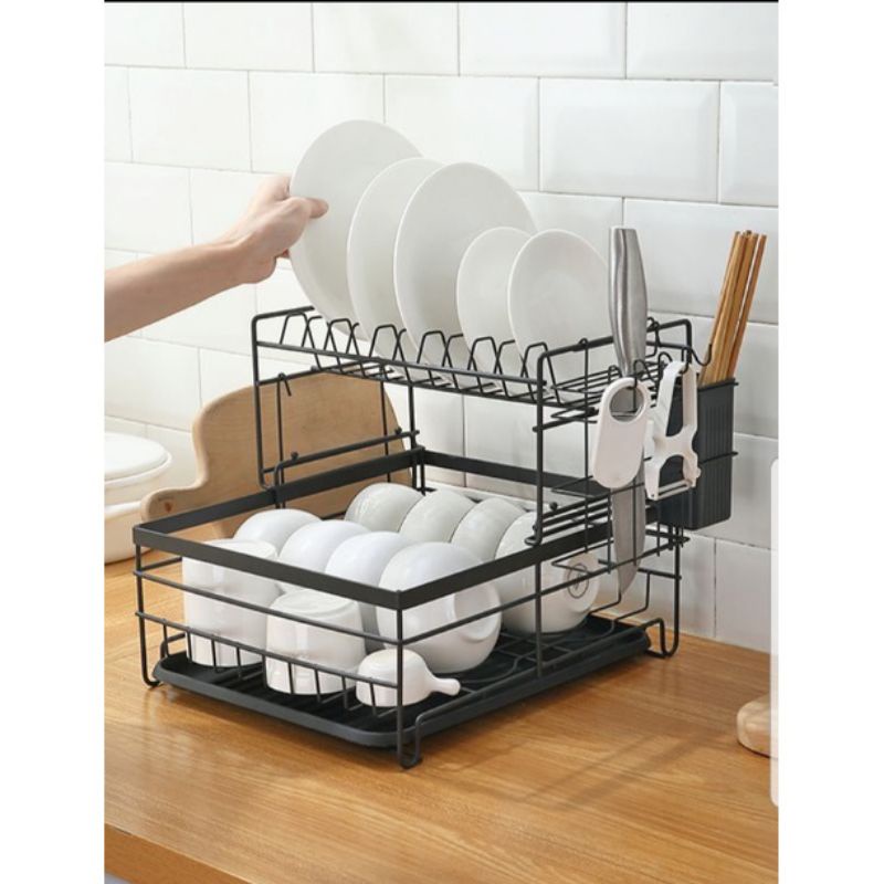 💥READY STOCK IN MALAYSIA 💥2 Tier BB Shape Kitchen Disk Rack Disk Knife ...