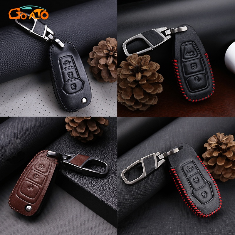 GTIOATO For Ford Leather Key Cover Car Holder Remote Key Case For Ford ...