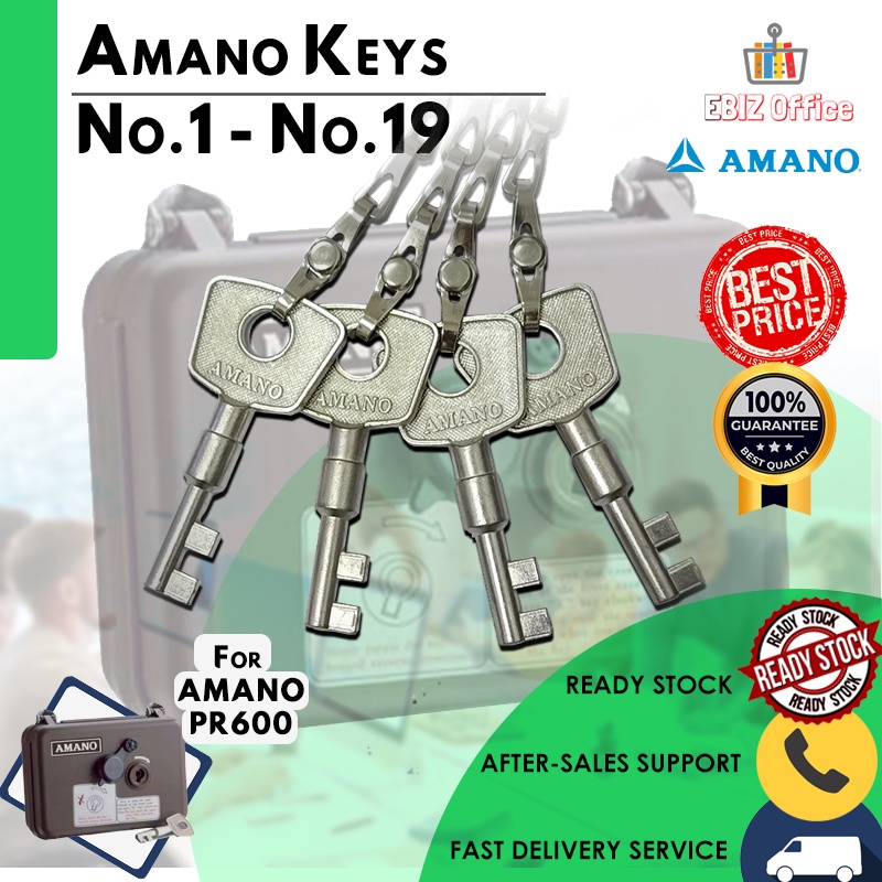 AMANO Station Keys No. 1 - No. 19 Guard Tour Key AMANO Guard Tour ...