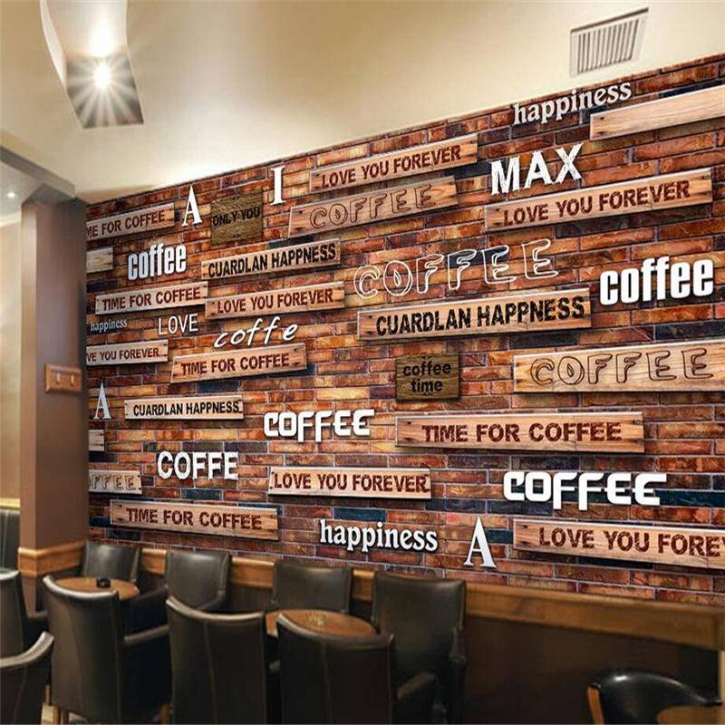 Custom Vintage Wood Coffee Wallpaper Industrial Decor Murals Cafe ...