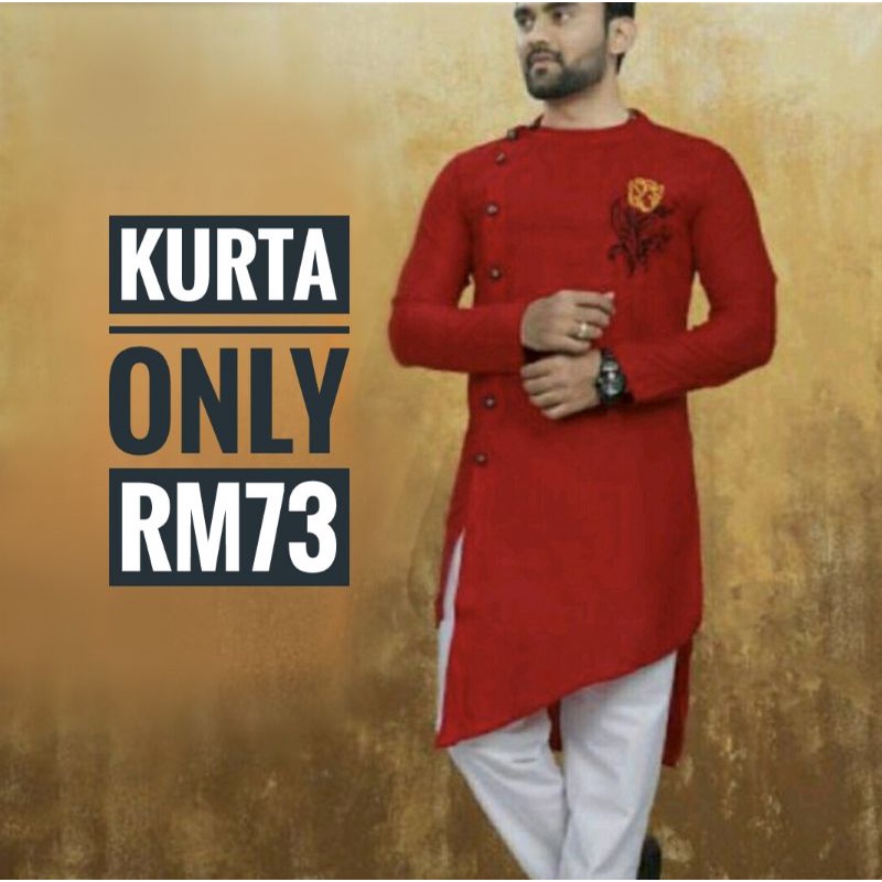 Men Shirt Kurta Pyjama Cross Style Jippa Celebrity Men Baju Melayu ...